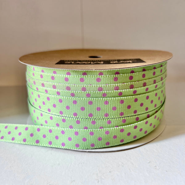 Mint and Pink Spotty Ribbon – Jane Means Ltd