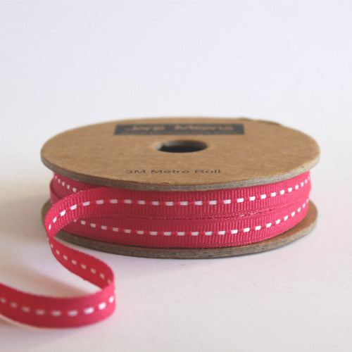 Narrow Fuchsia Pink Stitched Ribbon 7mm wide – Jane Means Ltd